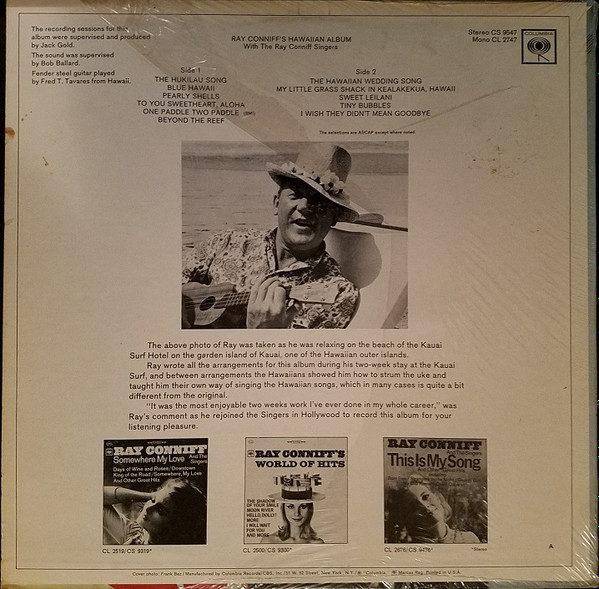 Ray Conniff With The Ray Conniff Singers – Ray Conniff's Hawaiian Album ...