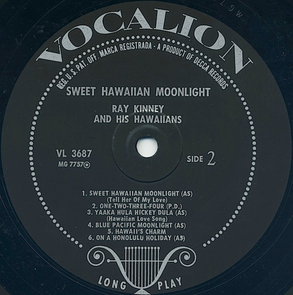 Ray Kinney And His Hawaiians – Sweet Hawaiian Moonlight - Exotic Tiki ...