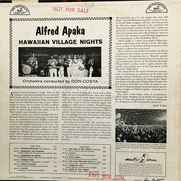Alfred Apaka – Hawaiian Village Nights - Exotic Tiki Island